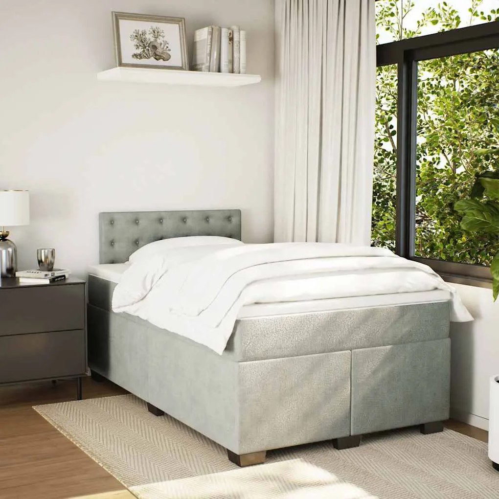 Box spring postel s matrací světle šedá 120x190 cm samet 3288570