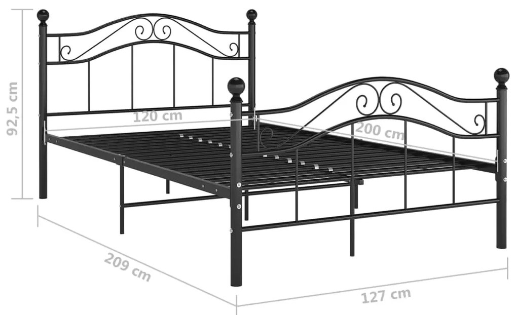 Rám postele černý kov 120 x 200 cm,  324994