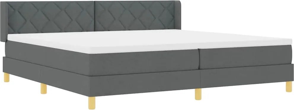 Postel s boxspringem s čelo Tmavě šedá 200 x 200 cm textil 3341378