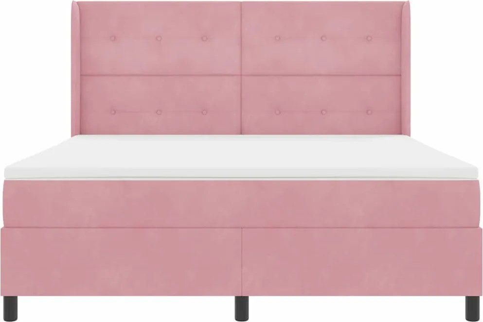 Postel s boxspringem s čelo Růžová 180 x 200 cm samet 3342025