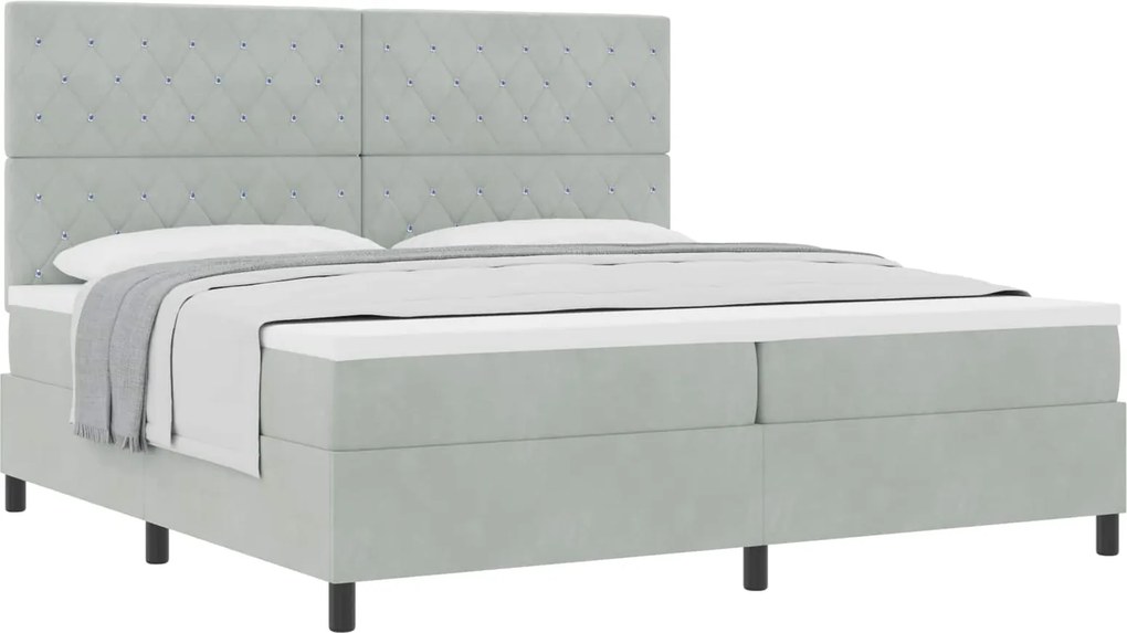 Postel s boxspringem s matrací Světle šedá 200 x 200 cm samet 3339788