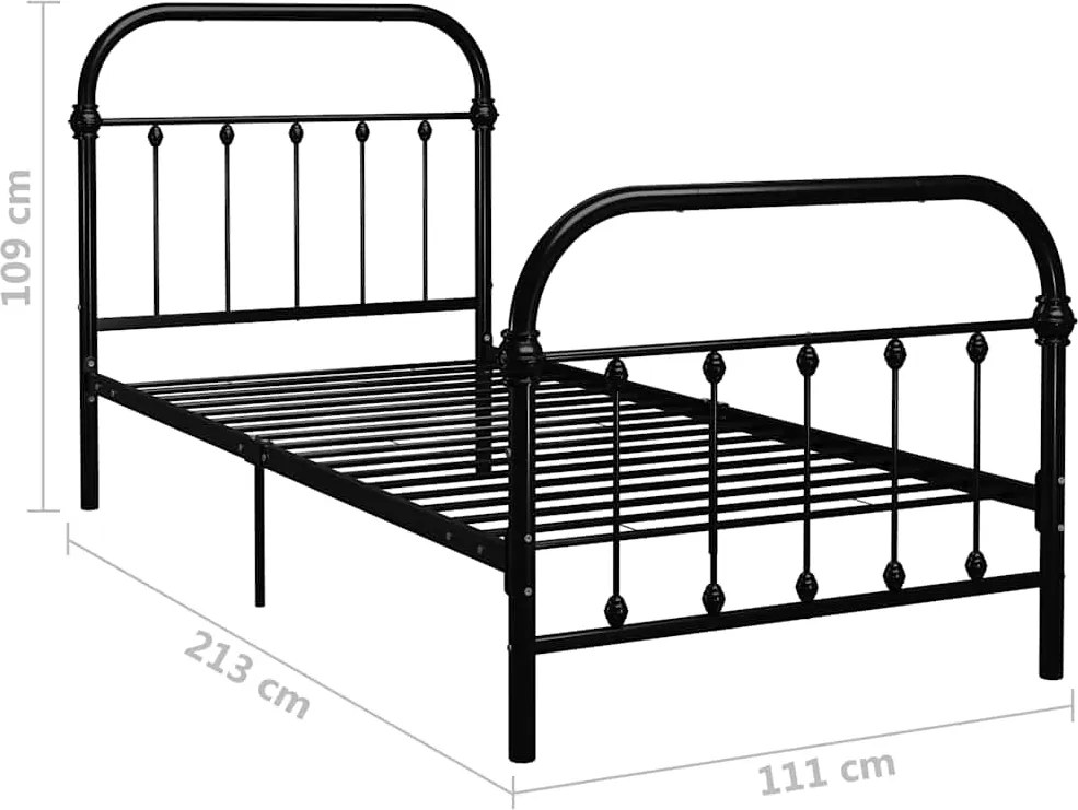Rám postele černý kov 100 x 200 cm 284499