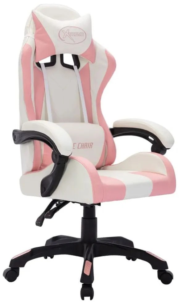 Petromila Herní židle s RGB LED podsvícením růžovo-černá umělá kůže