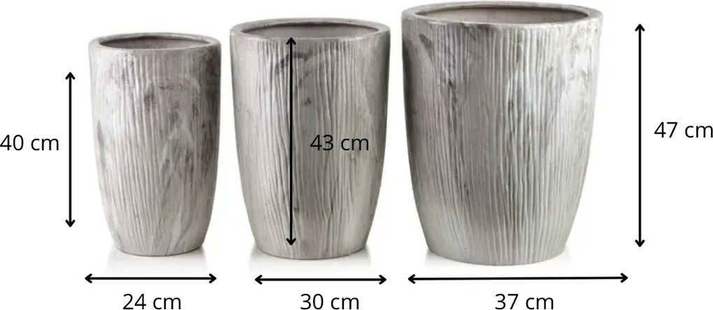 Sada 3 ks květináčů NEVA MARBLE IX béžová