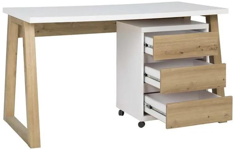 Kancelářský stůl Fabricio bílá/artisan Varianta: Základní - bez úložného prostoru