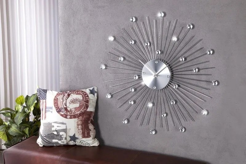 Deflee luxusní hodiny SUNBURST CRYSTALS 50CM HOD16174broušená nerezová ocel, akrylové krystaly  průměr 50 cm
