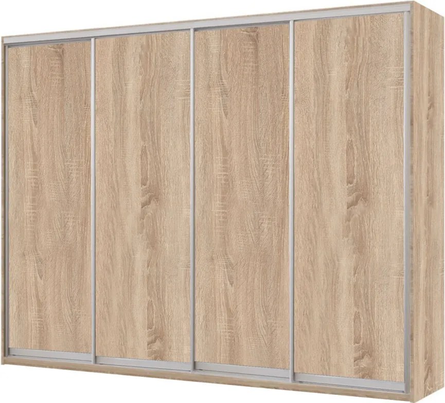 Skříň 4D 2500x2400x600, 4 DTD, Světlý dub sonoma