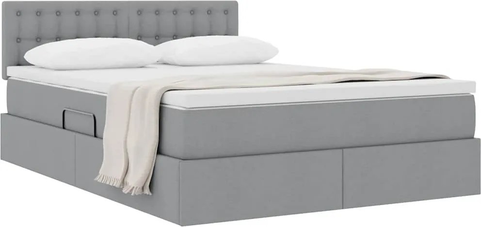 Postel s úložným prostorem a matrací Světle šedá 140 x 190 cm 3370632