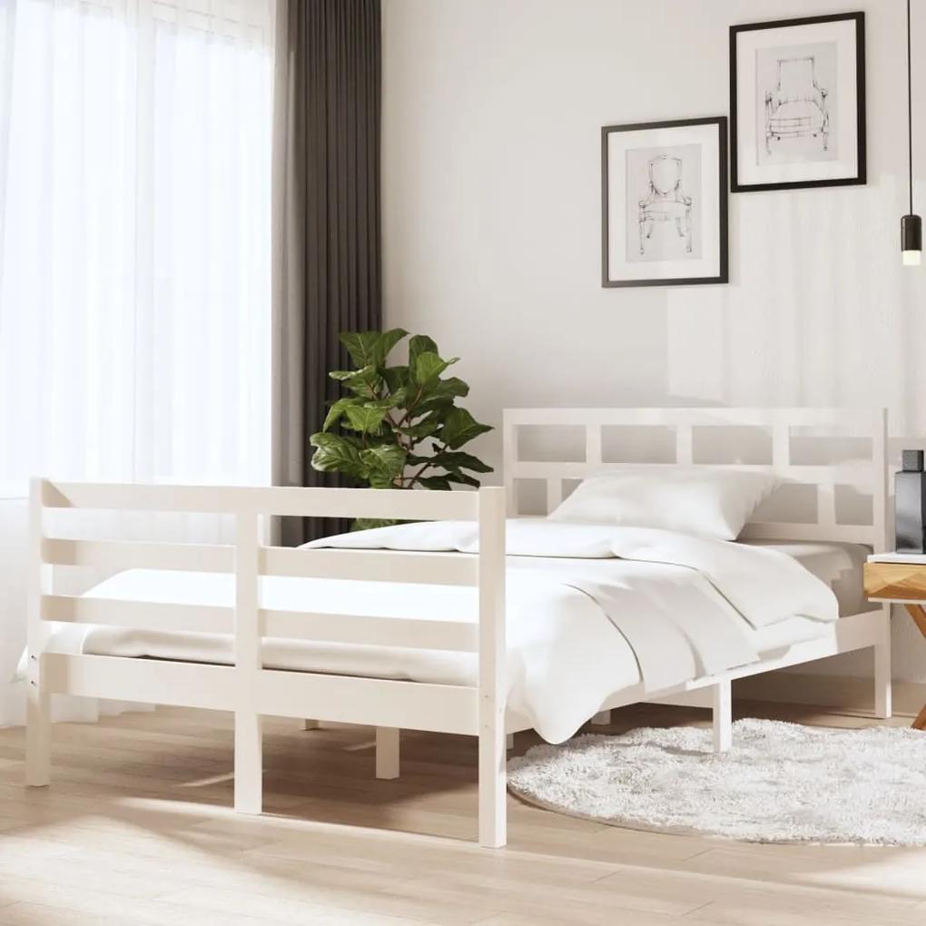 Rám postele bílý 135 x 190 cm Double masivní dřevo,  3101259