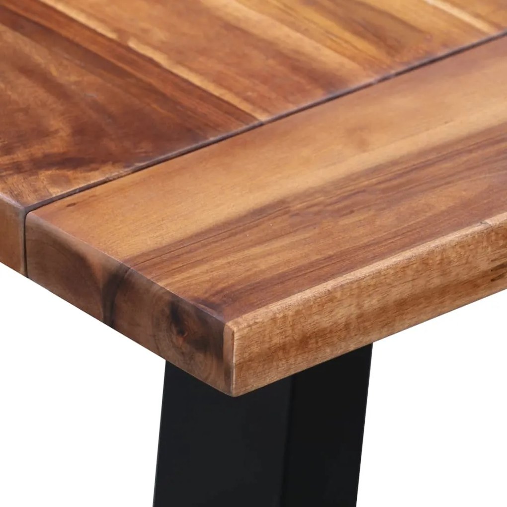 Jídelní Stůl 180 X 90 X 75 Cm Masivní Akáciové Dřevo A Sklo