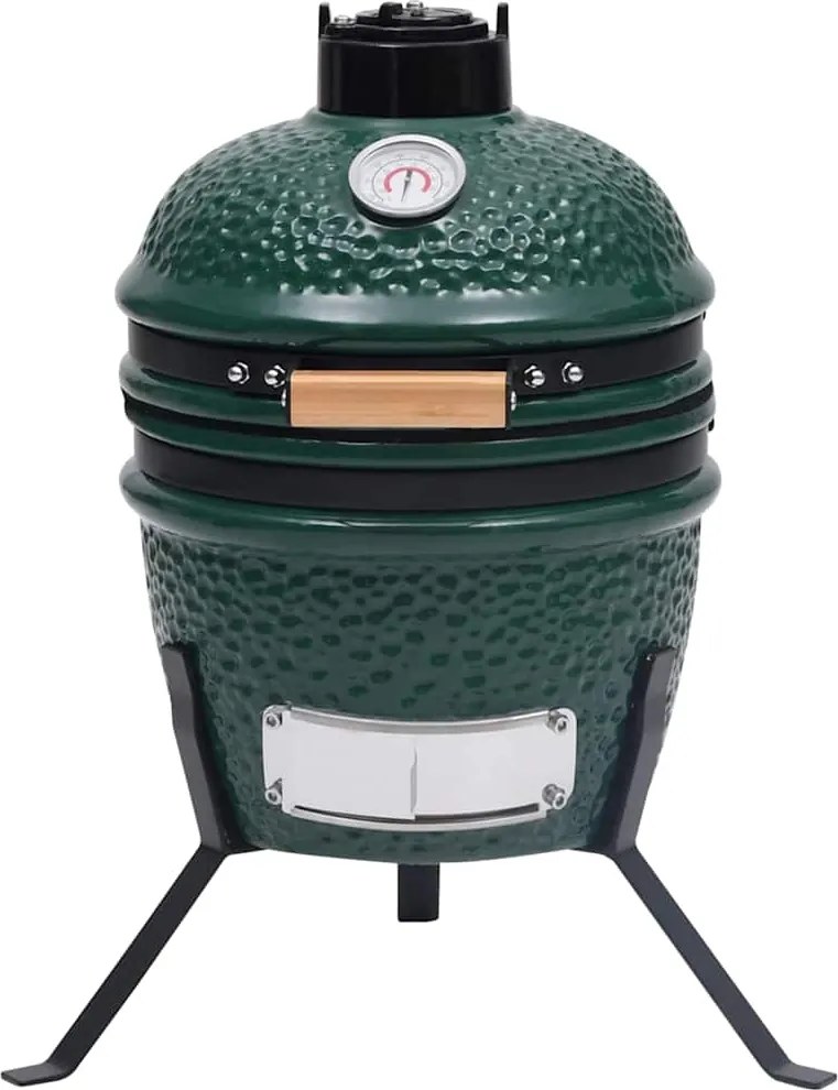 Zahradní gril a udírna 2 v 1 Kamado keramický 56 cm zelený 316094