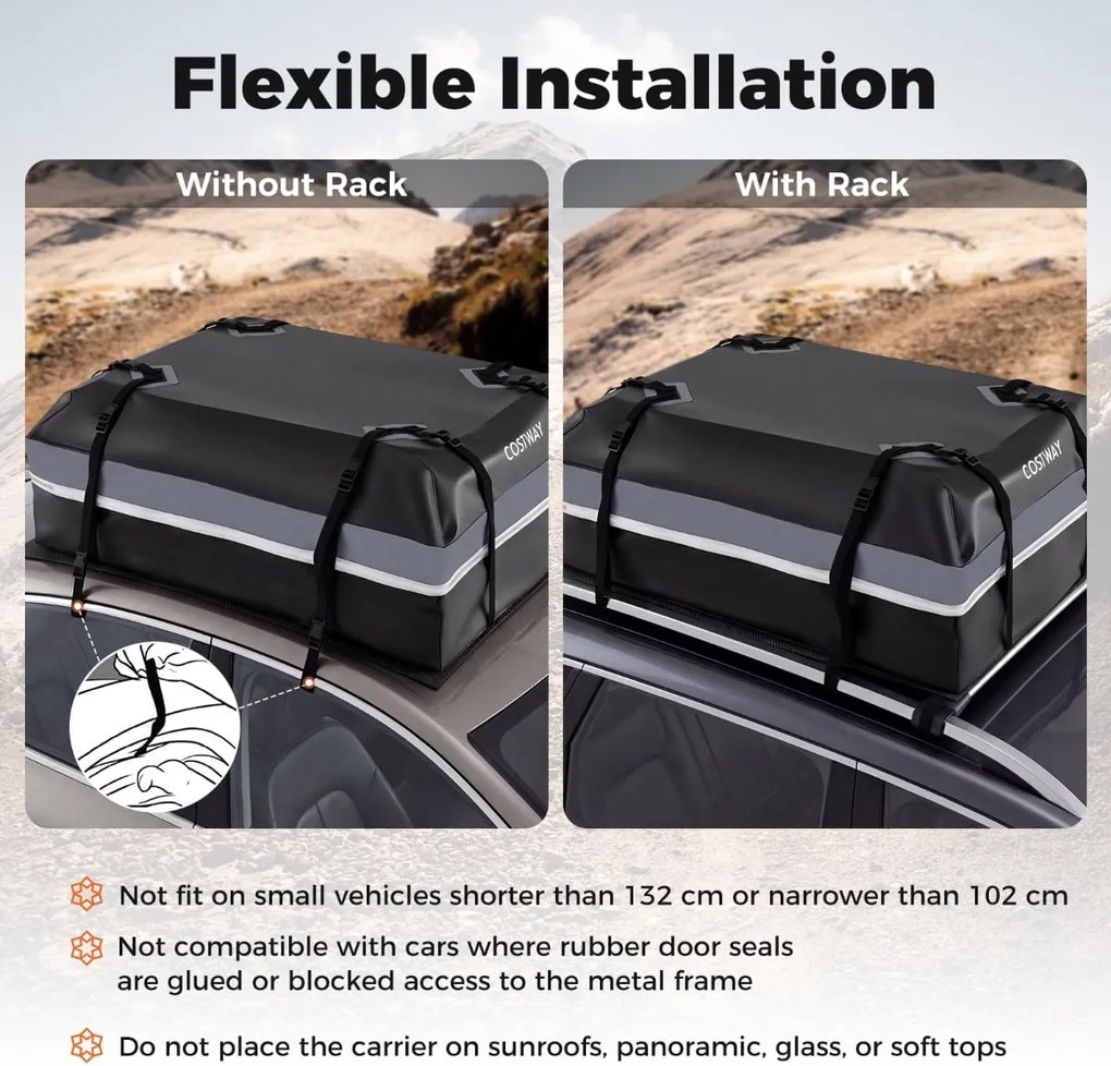 Costway 450 L střešní box na auto s protiskluzovou podložkou a 6