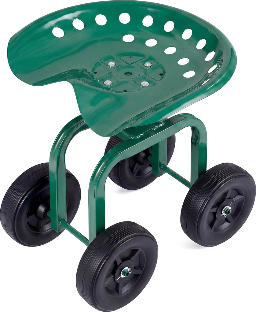Costway Zahradní vozík na kolečkách Pojízdné pracovní sedadlo s 360° otočným