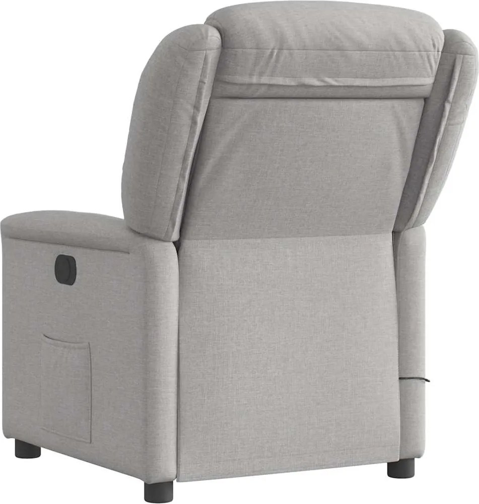 Elektrické masážní polohovací křeslo obláčkově šedé textil 3303193