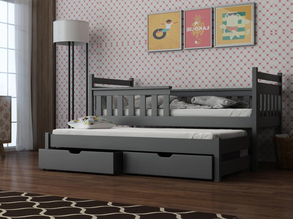 Dětská postel 90 cm DORIA (s roštem a úl. prostorem) (grafit). 1013130