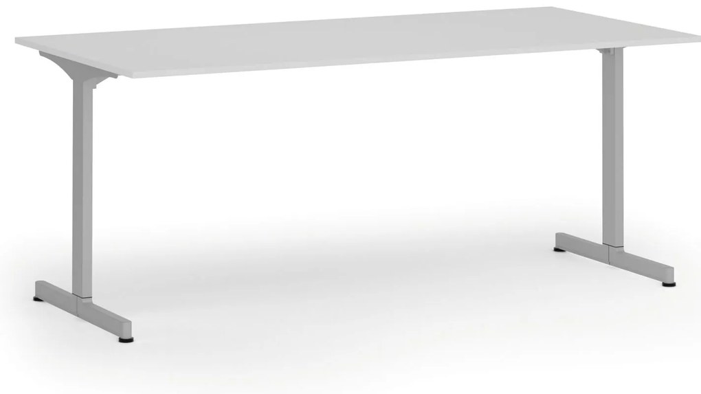 Kancelářský stůl PRIMO BETA, 180x90 cm, šedá podnož, bílá