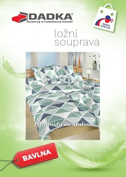DADKA Povlečení bavlna Pyramidy mentol 200x200, 2x70x90 cm