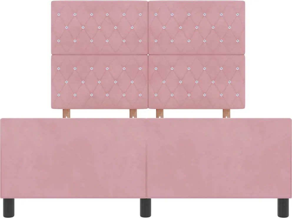 Postel s boxspringem s čelo Růžová 140 x 190 cm samet 3344878