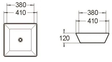 Mexen Pola, umyvadlo na desku 41 x 41 x 12 cm, černá matná, 22224185