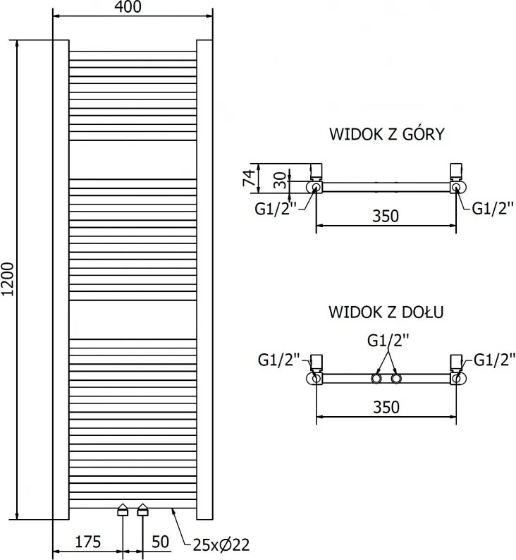 Mexen Mars, elektrické topné těleso 1200 x 400 mm, 300 W, zlatá lesklá, W110-1200-400-2300-50