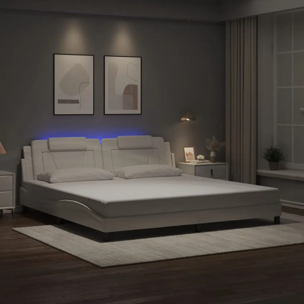 Rám postele Viana s LED bez matrace bílý 200 x 200 cm 3214044