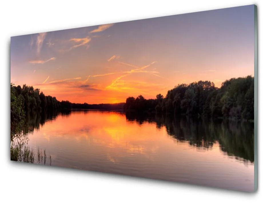 akrylový obraz Jezero Les Krajina 140x70 cm