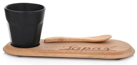 Bambusový servírovací tác s keramickým šálkem na dip a se lžičkou 23x9,8x1,5cmTapas DUKA