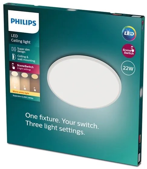 Philips - LED Stmívatelné stropní svítidlo SUPERSLIM SCENE SWITCH LED/22W/230V