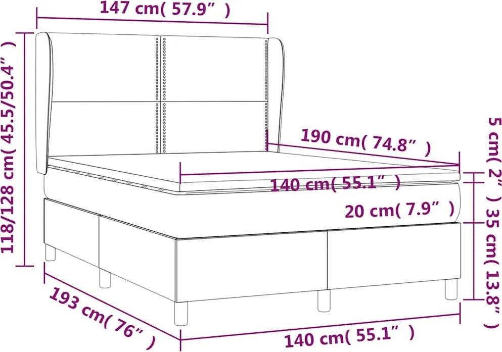 Box spring postel s matrací černá 140 x 190 cm textil 3128439