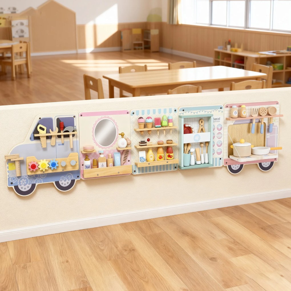 AIYAPLAY Montessori Busy Board senzorická hračka ve designu náklaďáku od 3 let