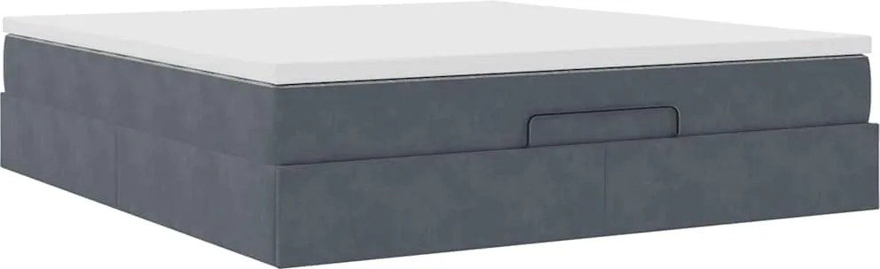 Osmanský rám postele s matrací tmavě šedá 180x200cm samet 3311202