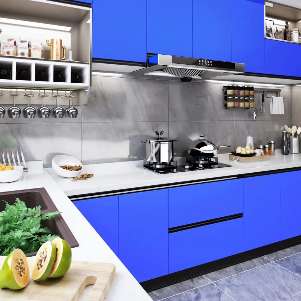 Samolepící tapeta na nábytek modrá vysoký lesk 500 x 90 cm PVC 326145