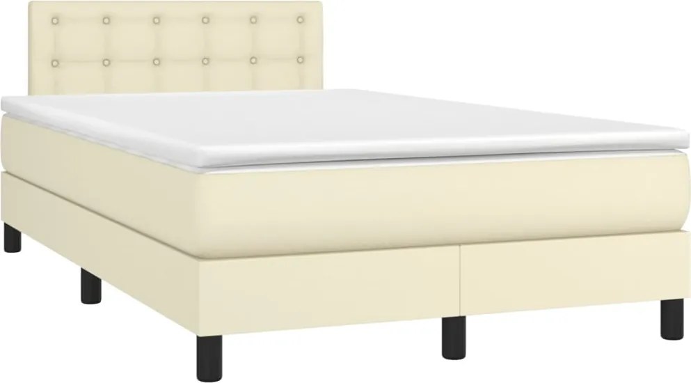 Box spring postel s matrací krémová 120x200 cm umělá kůže 3141115