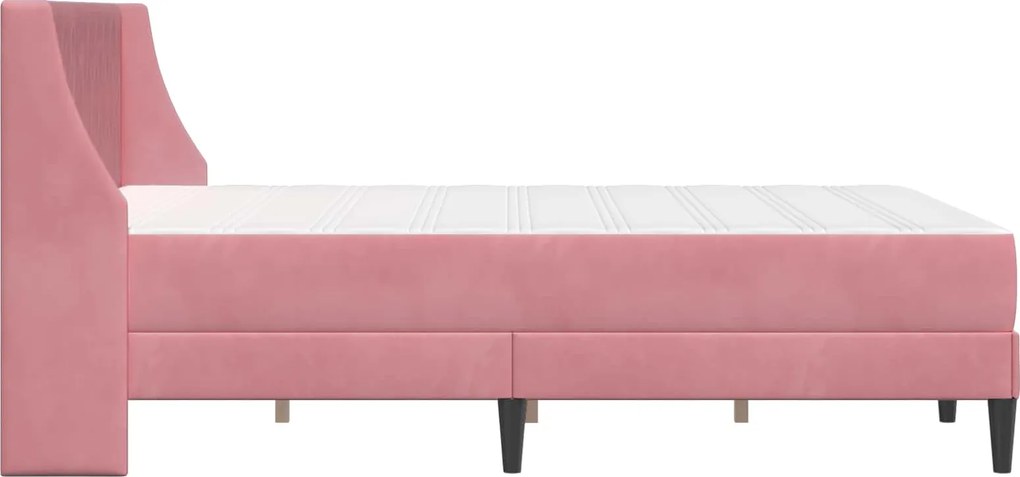 Rám postele s matrací s matrací Růžová 140 x 190 cm samet 3414798
