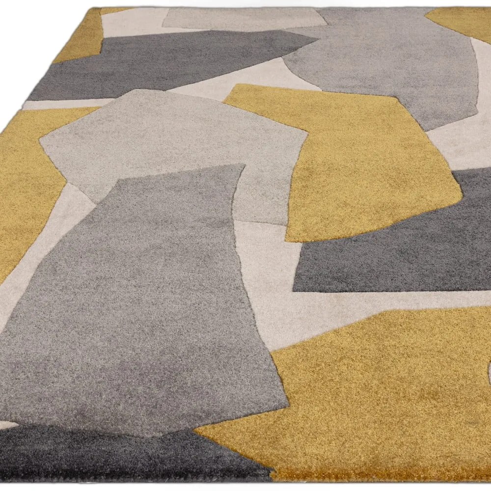 Ručně tkaný koberec z recyklovaných vláken v okrově žluté a šedé barvě 200x290 cm Romy – Asiatic Carpets