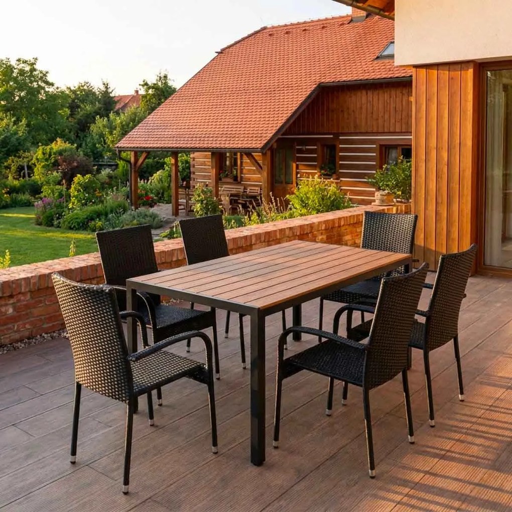 Vikio Zahradní ratanový set 140x80 pro 6 osob DT276-P2 přírodní