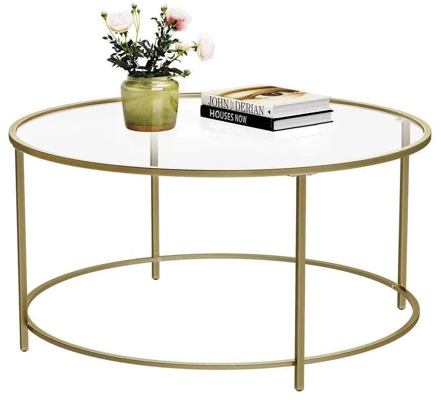 Odkládací stolek Skleněný Glamour Zlatý Ø 90 cm GLAM