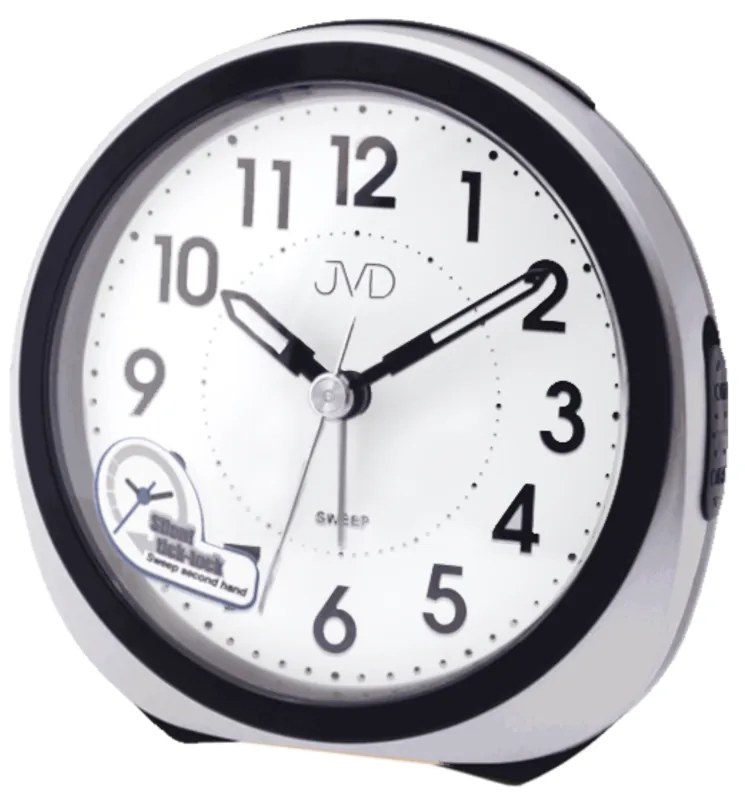 JVD Netikající tichý bateriový budík Quartz JVD stříbrný SRP872.1