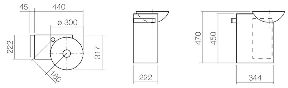 Alape WP.Insert2 - umývátko se skříňkou 440x317mm, pravé, bílá 5242000000