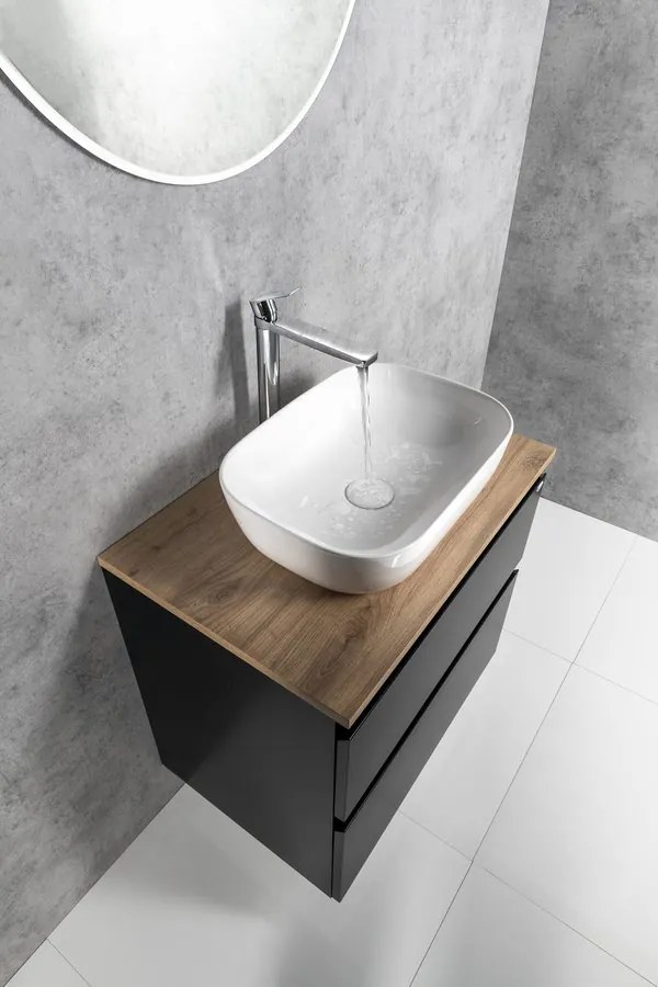 Aqualine Aqualine, ALTAIR skříňka s deskou 68 cm, černá mat/dub emporio, AI670-01