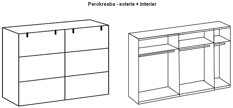 Šatní skříň Detroit, 250 cm, prkenný dub/antracitová ocel