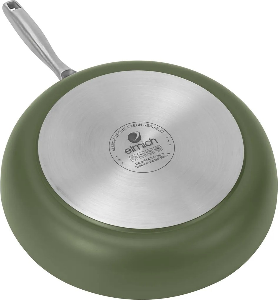 Elmich Nepřilnavá keramická pánev Vital Ø 20 cm - olivově zelená (OUTLET)