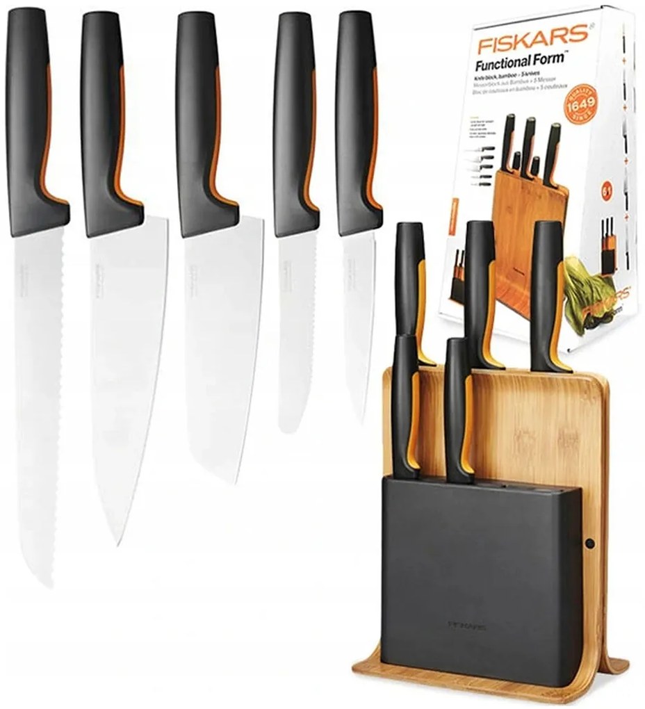 FISKARS Functional Form Bambusový blok s pěti noži 1057552