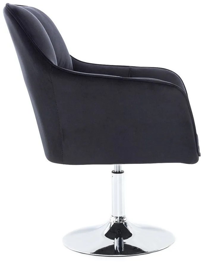 LuxuryForm DESIGN Otočné křeslo AMALFI VELUR na stříbrném talíři - černé