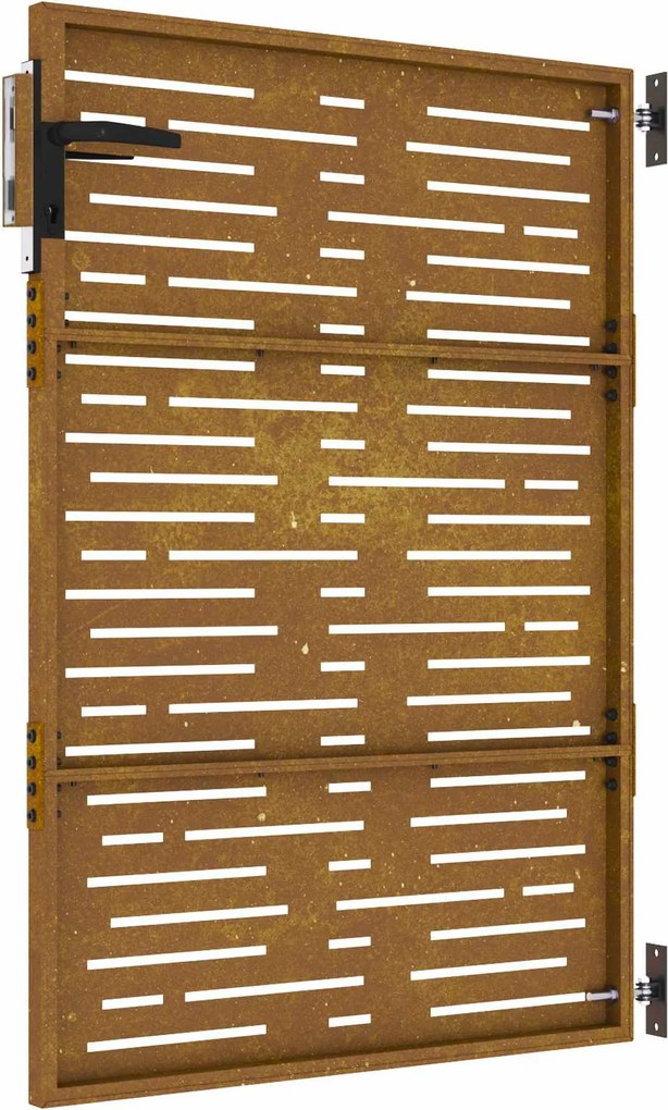 Zahradní branka 85 x 150 cm z corten oceli čtvercový design 153247