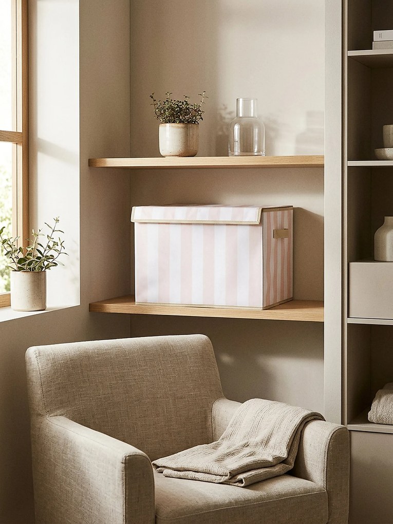 Sinsay - Skládací úložný box s pruhy - béžová