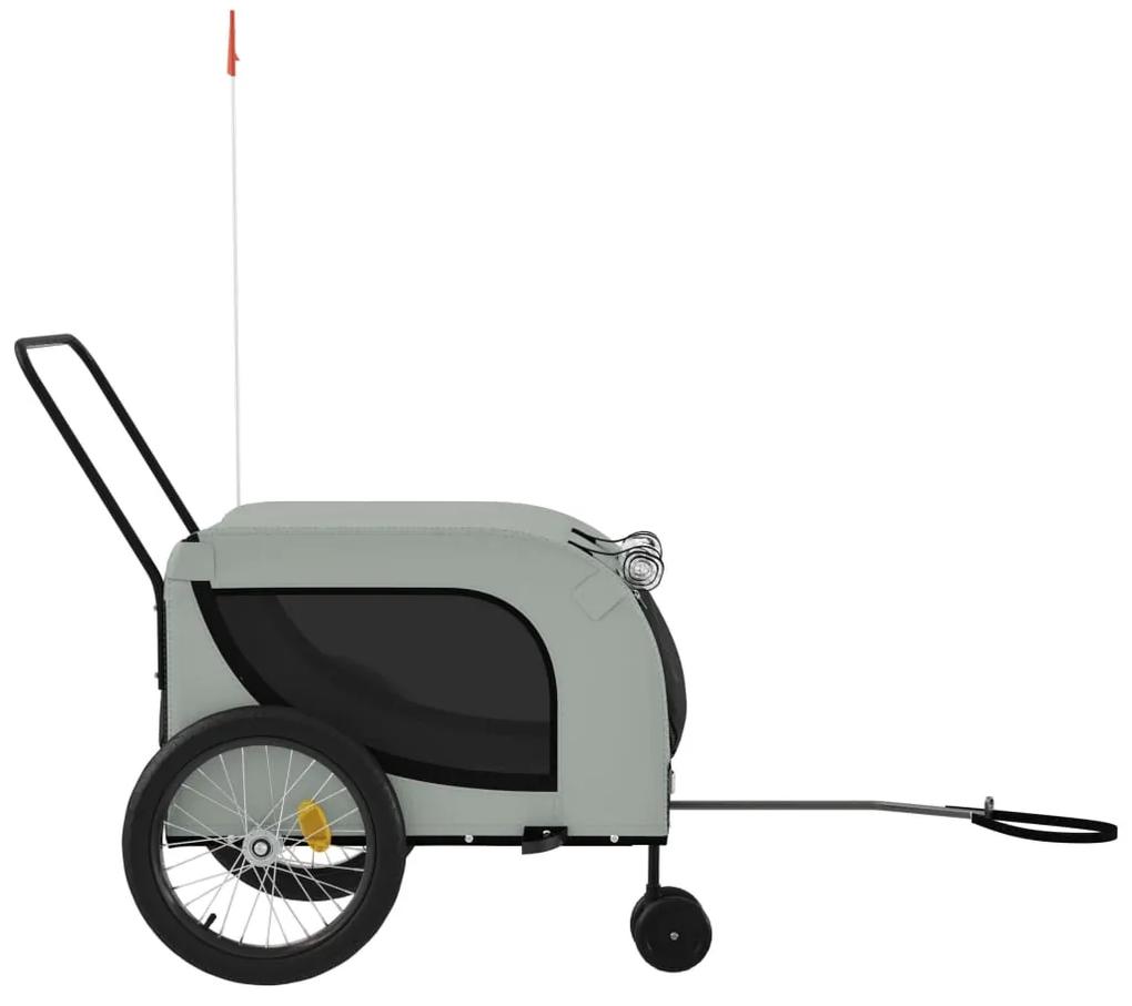 Vozík za kolo pro psa šedý a černý oxfordská tkanina a železo
