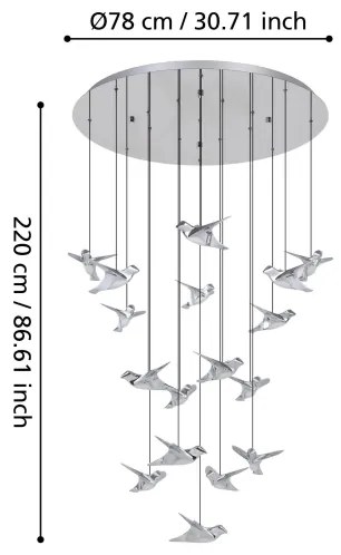 Eglo 390402 - LED Stmívatelný lustr na lanku PARATEBUENO 17xLED/3W/230V chrom