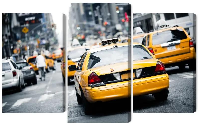 Vícedílný obraz Taxíky V Ulicích New Yorku Nedostatek Nedostatek Přírodní plátno 180x120
