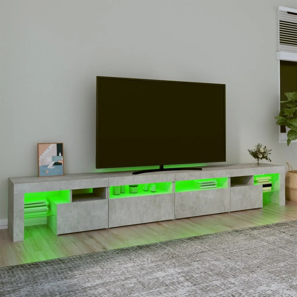 TV skříňka s LED osvětlením betonově šedá 260x36,5x40 cm 3152821